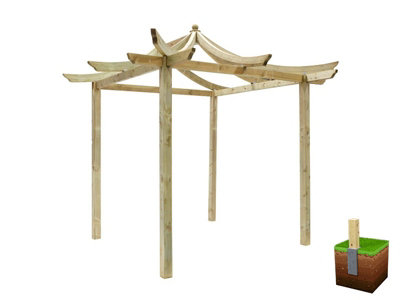 EDECKS DRAGON WOODEN GARDEN PERGOLA (W 2700MM X D 2700MM) WITH BOLT ...
