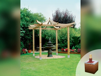 EDECKS DRAGON WOODEN GARDEN PERGOLA (W 2700MM X D 2700MM) WITH BOLT ...