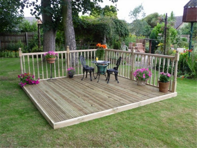 eDecks Easy Deck Patio Decking Kit Pressure Treated Timber (2.4m x 3m ...