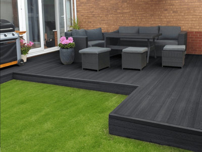 eDecks Evolution Deck Ebony Hollow Composite Decking (2400mm x 146mm x ...