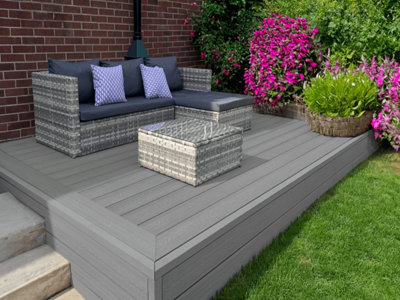 eDecks Evolution Deck Grey Hollow Composite Decking (2400mm x 146mm x ...