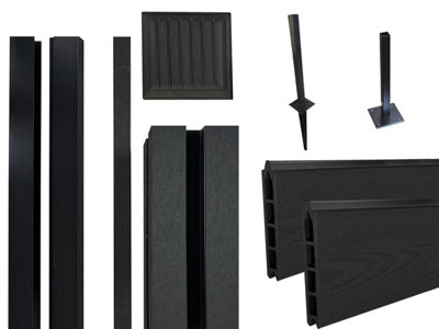 eDecks Evolution Fence Ebony 4ft Fencing Extension Kit Bolt Down