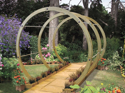 EDECKS FLOWER WALK CIRCLE WALKWAY WOODEN GARDEN PERGOLA (W 2580MM X D ...