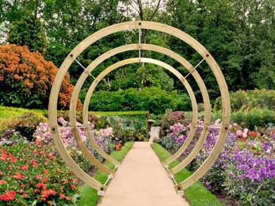 EDECKS FLOWER WALK CIRCLE WALKWAY WOODEN GARDEN PERGOLA (W 2580MM X D ...