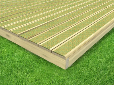 eDecks Green & Buff Walksure Anti Slip Decking Kit (3.6m x 3.6m) - No ...