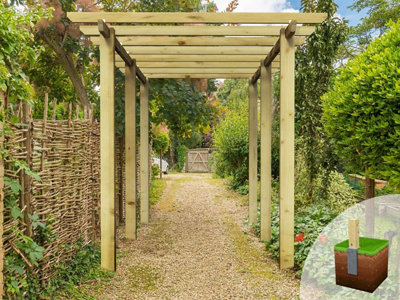 eDecks Heavy Duty Village Walkway Wooden Garden Pergola (W 2400mm x D ...