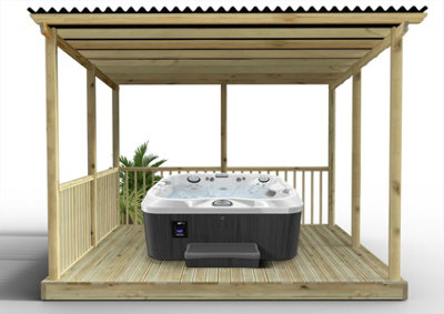 eDecks Hot Tub Decking Kit with Bitumen Roof - Pressure Treated Redwood ...