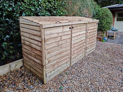eDecks Outdoor Garden Yard Wooden Timber Triple Wheelie Bin Store ...