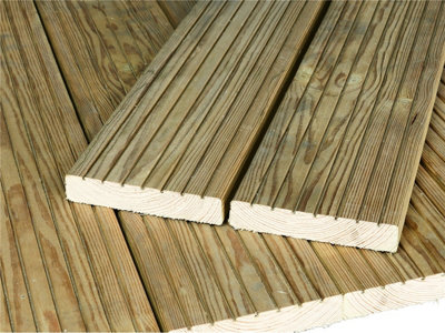 eDecks Reject / B Grade Value Timber Decking Board (T) 26mm (W) 120mm ...