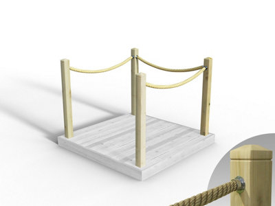 eDecks Rope Handrail Decking Kit 1500mm (Three Side) - Black Rope (Hook ...