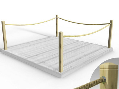 eDecks Rope Handrail Decking Kit 3300mm (Three Side) - Hemp Rope (Fixed ...