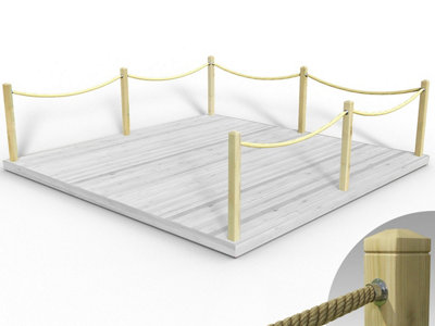 eDecks Rope Handrail Decking Kit 3900mm (Three Side) - Hemp Rope (Fixed ...