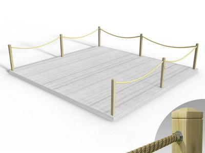eDecks Rope Handrail Decking Kit 5400mm (Three Side) - Black Rope (Hook ...