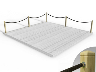 eDecks Rope Handrail Decking Kit 5400mm (Two Side) - Black Rope (Fixed ...