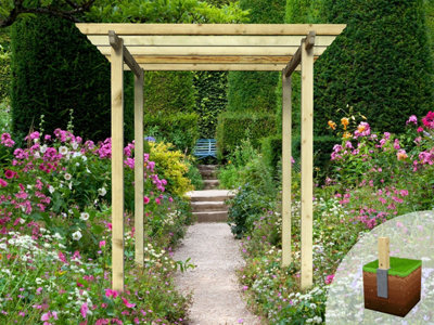 eDecks Royal Walkway Wooden Garden Pergola (W 2400mm x D 2400mm) with ...