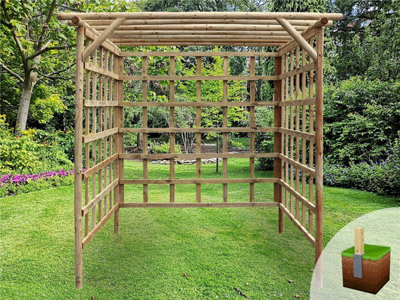 eDecks Rustic Rose Enclosed Wooden Garden Pergola (W 2400mm x D 2400mm ...