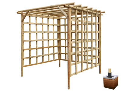 eDecks Rustic Rose Enclosed Wooden Garden Pergola (W 2400mm x D 2400mm ...