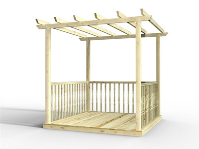 eDecks Standard Decking Kit Pressure Treated Timber With Pergola (2.4m ...
