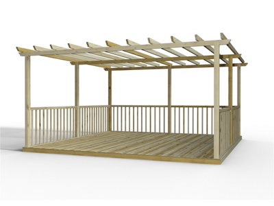 eDecks Standard Decking Kit Pressure Treated Timber With Pergola (4.8m ...