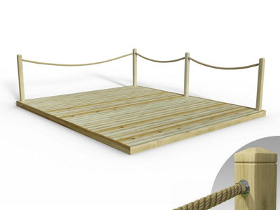 eDecks Standard Redwood Decking Kit (3.6m x 4.8m) With Hemp Rope ...