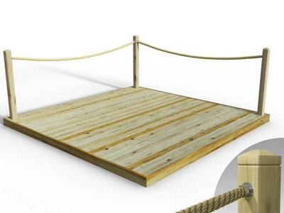 eDecks Standard Redwood Decking Kit (3m x 3m) With Hemp Rope Handrails ...