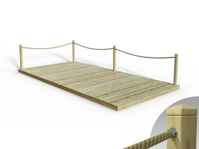 eDecks Standard Redwood Decking Kit (3m x 6m) With Black Rope Handrails ...