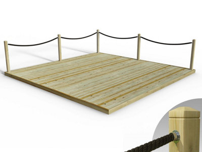 eDecks Standard Redwood Decking Kit (4.8m x 4.8m) With Black Rope ...