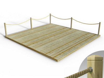 eDecks Standard Redwood Decking Kit (6m x 6m) With Hemp Rope Handrails ...
