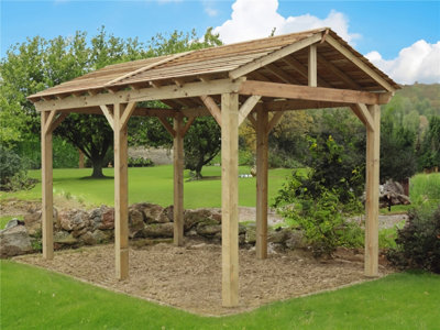 eDecks The Cotswold Heavy Duty Timber Garden Gazebo (4200mm x 2700mm ...