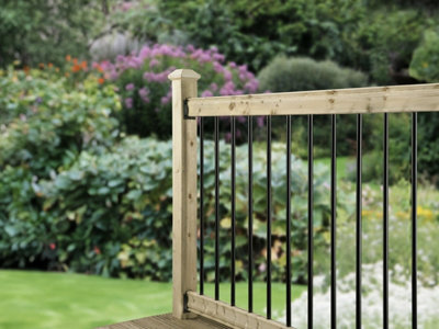eDecks Traditional Balustrade Kit Softwood Stair with Black Aluminium ...