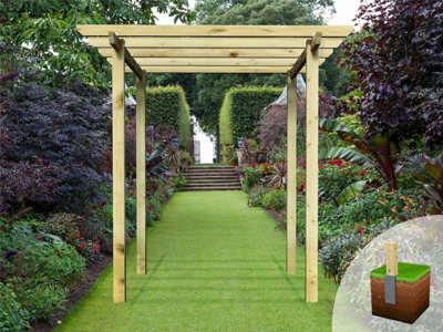 eDecks Village Walkway Wooden Garden Pergola (W 2400mm x D 2400mm) with ...