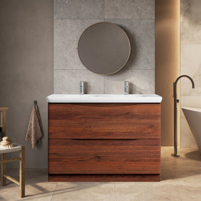 Eden 1200mm Floorstanding Vanity Unit in Redwood & Link Resin Basin ...