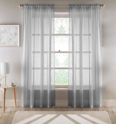 Eden Silver 100% Recycled Plain Voile Panel - Pair 140 x 137 cm (55x54")