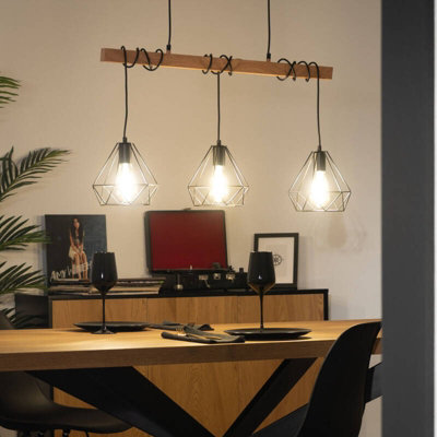 Edit Sardo 3 Light Geometric Ceiling Bar Pendant Light Black