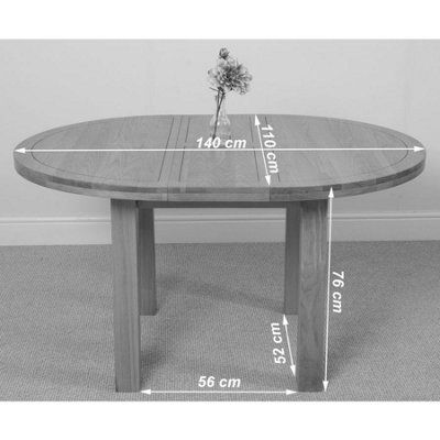 Edmonton 110 - 140 cm Oak Extendable Round Dining Table and 6 Chairs ...