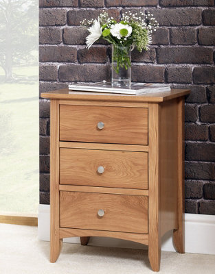 Edward Hopper Oak 3 Drawer Bedside Table