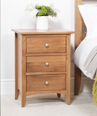 Edward Hopper Oak 3 Drawer Bedside Table