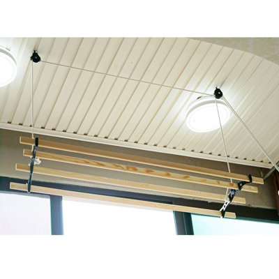 Edwardian Clothes Airer 4 Lath Cast Iron Victorian Ceiling Pulley Rack ...