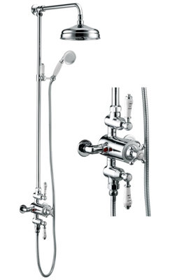Edwardian Dual Traditional Thermostatic Shower Mixer + Rigid Riser ...