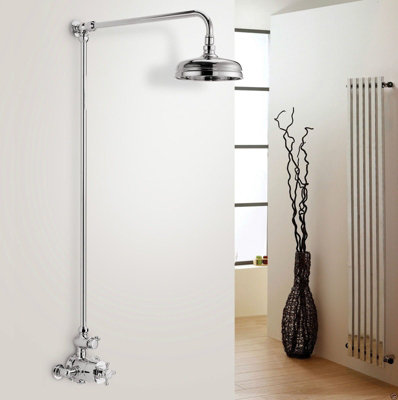 Edwardian Traditional Thermostatic Shower Mixer + Rigid Riser + 8 ...