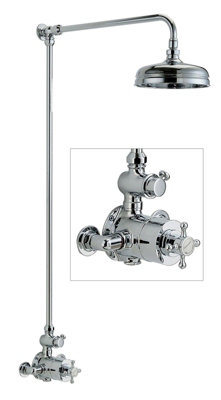 Edwardian Traditional Thermostatic Shower Mixer + Rigid Riser + 8 ...