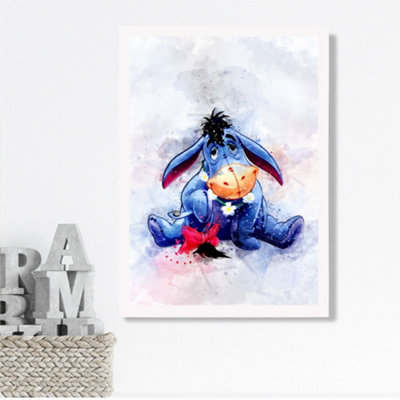 Eeyore Watercolour Winnie the Pooh Art Print with White Frame SIZE: A3