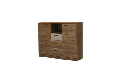 Effect Chest of Drawers in Columbian Walnut - W1300mm H1050mm D420mm ...