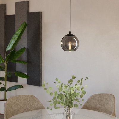 EGLO Ariscani Smoke And Black Glass And Metal 1 Light Ceiling Pendant ...