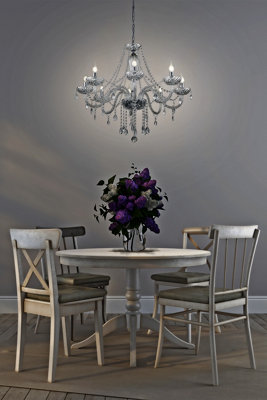 EGLO Basilano Chrome Glass Crystal Pendant Light, (D) 82cm