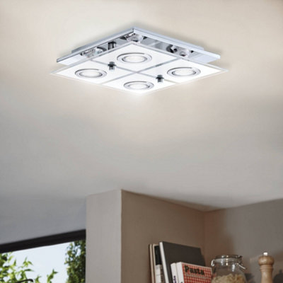 EGLO Cabo 4-Light White and Chrome Metal Glass Ceiling Fitting ...