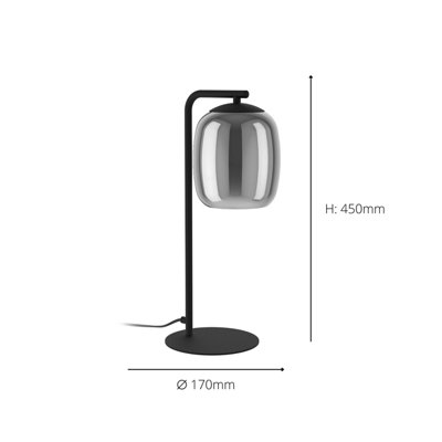 EGLO Ciampino Black Steel & Glass Modern LED Table Lamp