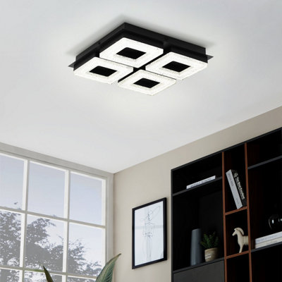 EGLO FRADELO 1 LED Wall or Ceiling Light, Warm White 3000K, Black Steel ...