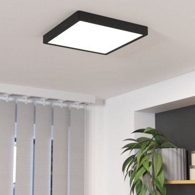 EGLO Fueva 6 Modern Ultra-Slim LED Black Square Ceiling Light