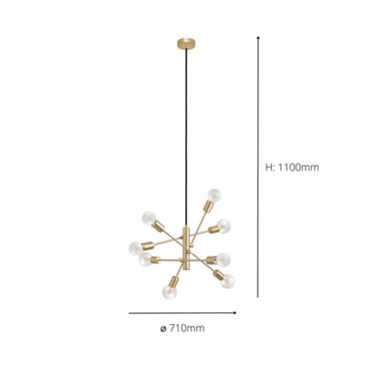 EGLO GRADOLI 1 BRUSHED BRASS STARBURST PENDANT LIGHT